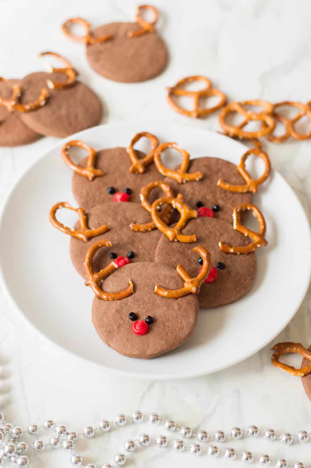 Easy Reindeer Cookies Made from Chocolate Sugar Cookies