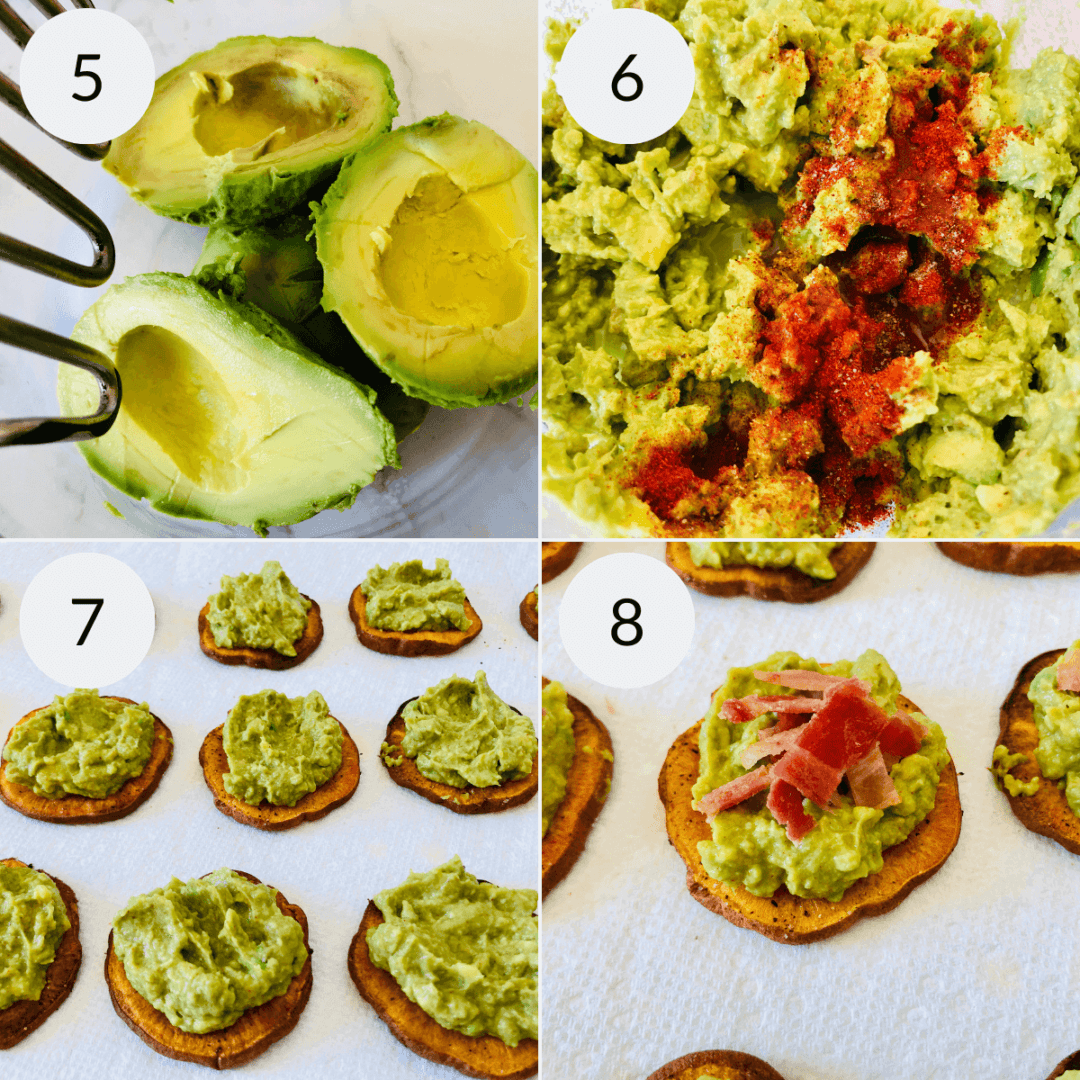 Sweet Potato Appetizer with Bacon and Avocado - It Is a Keeper