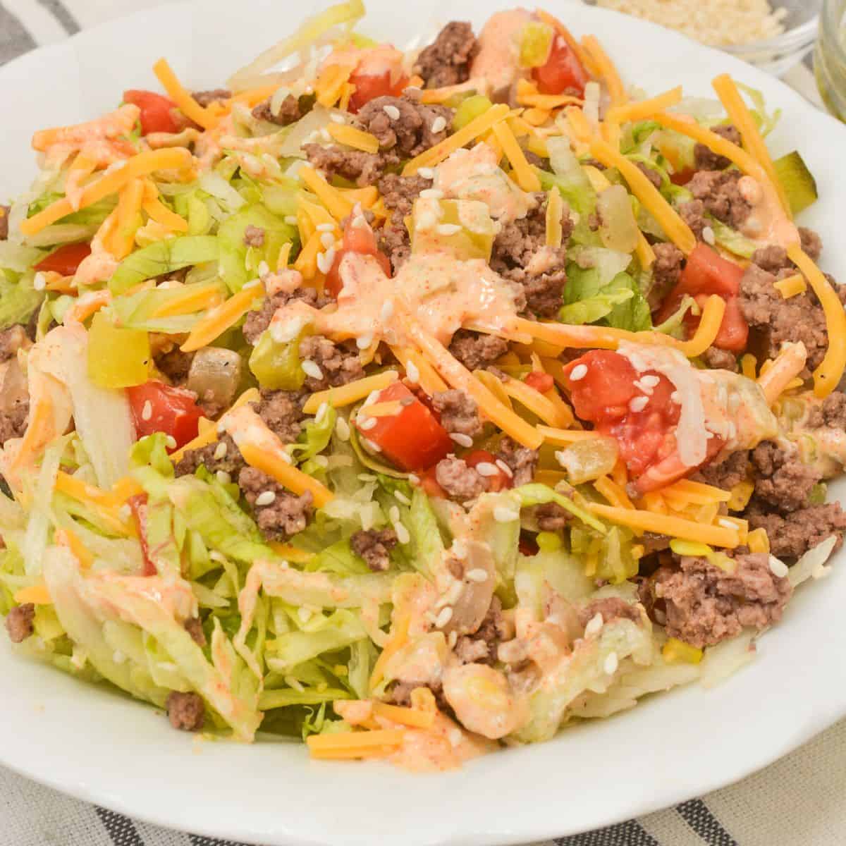 Big Mac Salad | Low-Carb Cheeseburger Bowl Recipe