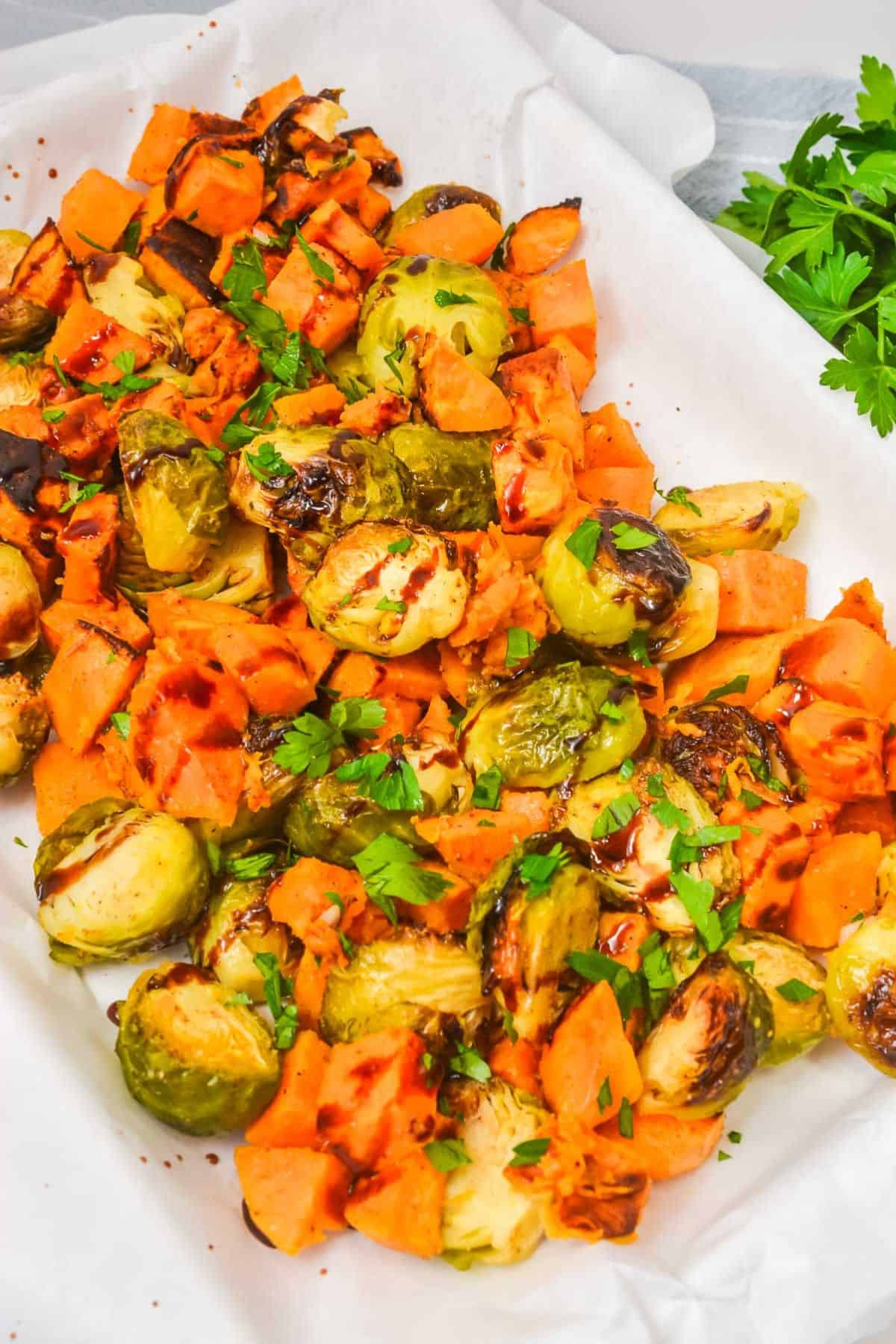 Roasted Sweet Potatoes and Brussel Sprouts - It is a Keeper